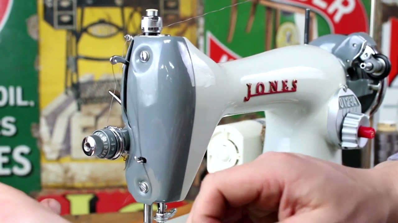 Demonstrating the Jones 104 Sewing Machine