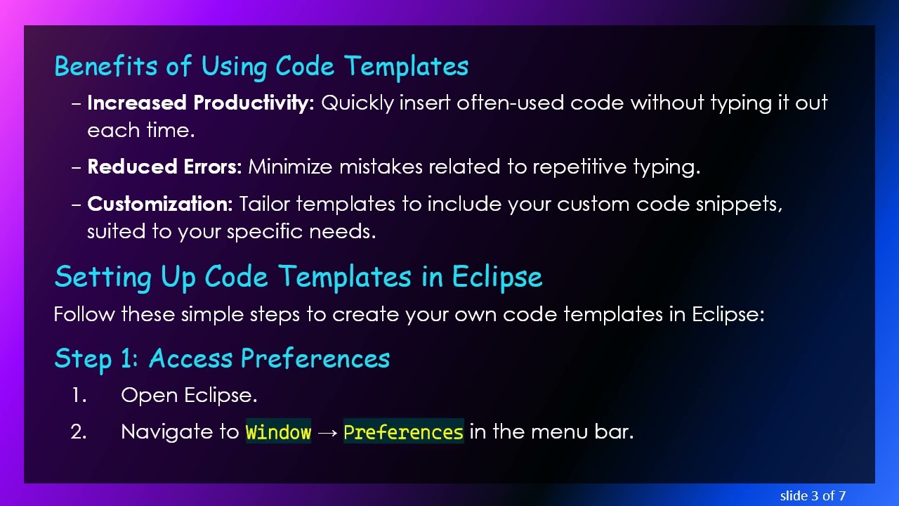 How to Create Code Templates in Eclipse for Quick Access