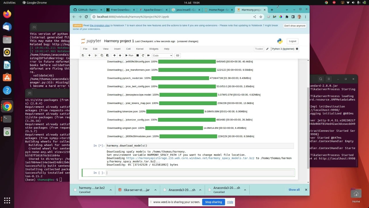 Installing Harmony Python library and getting started with French and English instruments