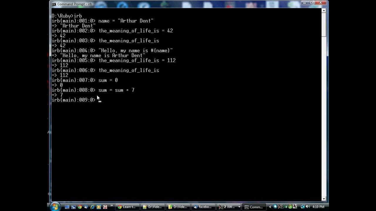Learn to program using Ruby - Part 4: Variables