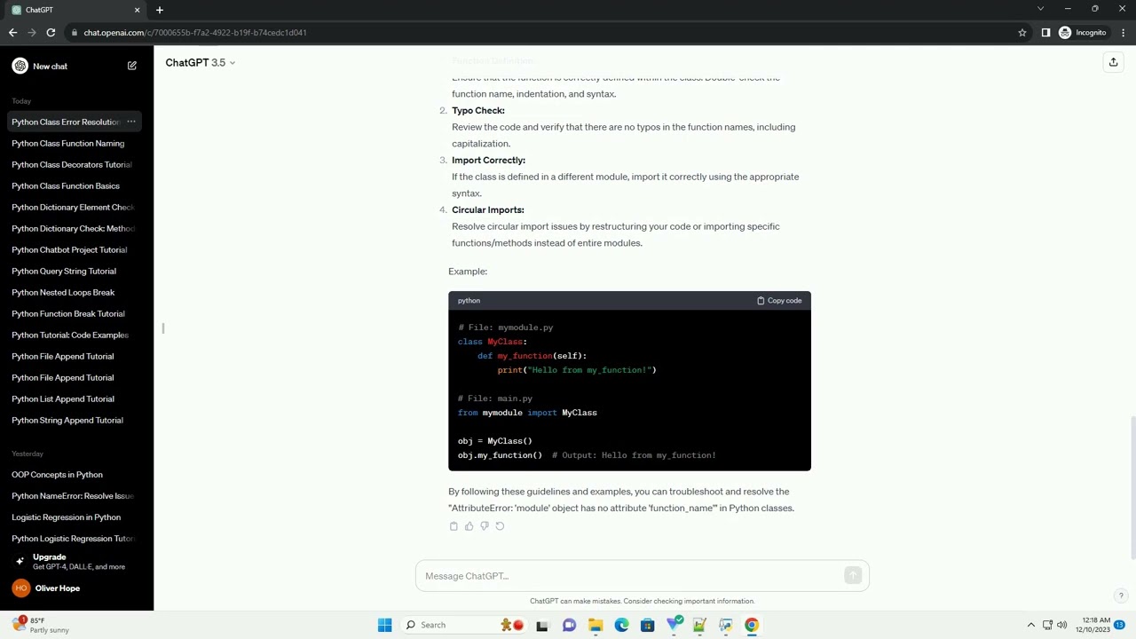 python class function not defined