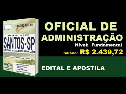 Edital Apostila Concurso Prefeitura de Santos SP 2020 Cargo Oficial de Administração