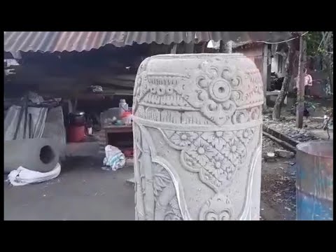Proses Pembuatan Pot Ukir Bali Super Besar