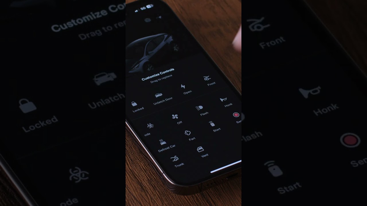 Customize Quick Controls | Tesla app