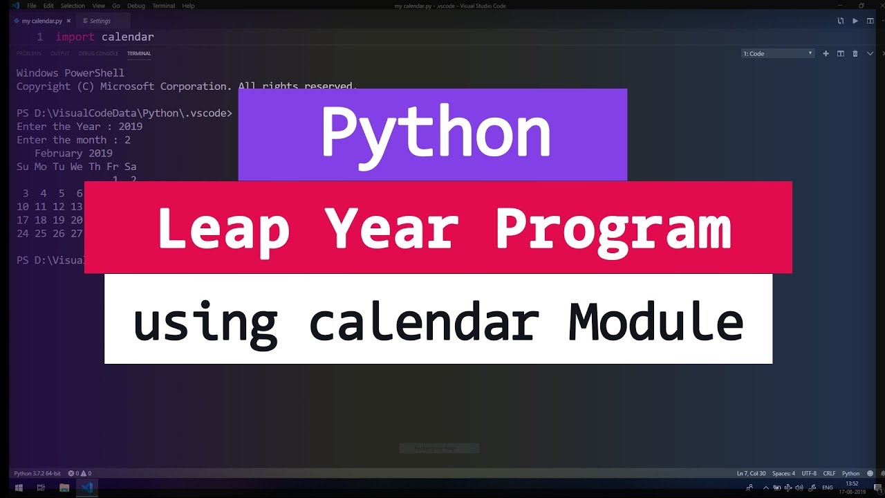 Python Example Program to Check for Leap Year using Calendar Module