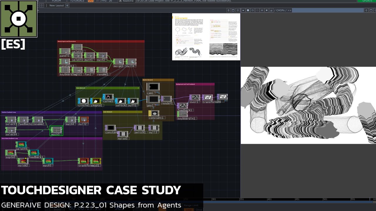 (ES)TouchDesigner Tutorial 51 - Case Study [Generative Design: P.2.2.3_01 Shapes from Agents]