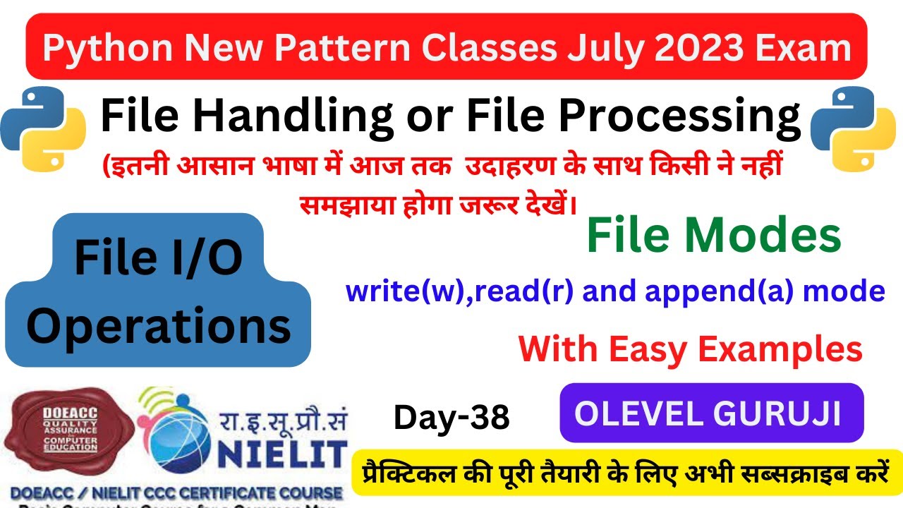 File Handling in Python | File I/O | File Write(w),Read(r) and append(a) mode with Detailed example