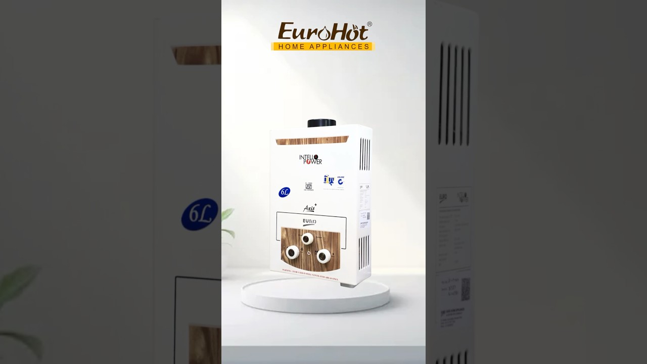 EuroHot Axis Gas Water Geyser with Winter/Summer Knobs, 1.6kg Copper Tank, 20 minute built in timer