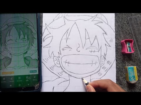 Draw With Me - Monkey D Luffy, Drawing, Outline, Using Gridliness