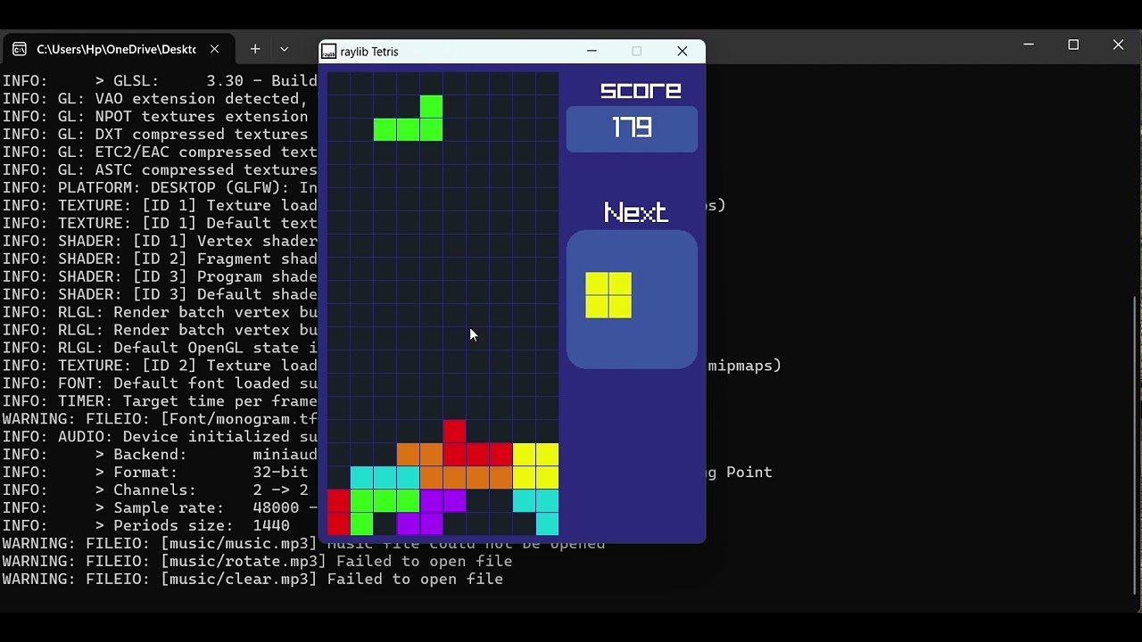Tetris Game with raylib (C++)