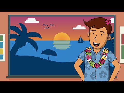Create a summer beach scene in Google Drawings
