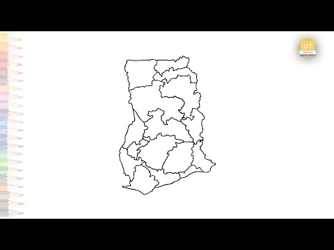 Ghana New map outline drawing | Map drawing tutorials | How to draw Ghana New map step by step