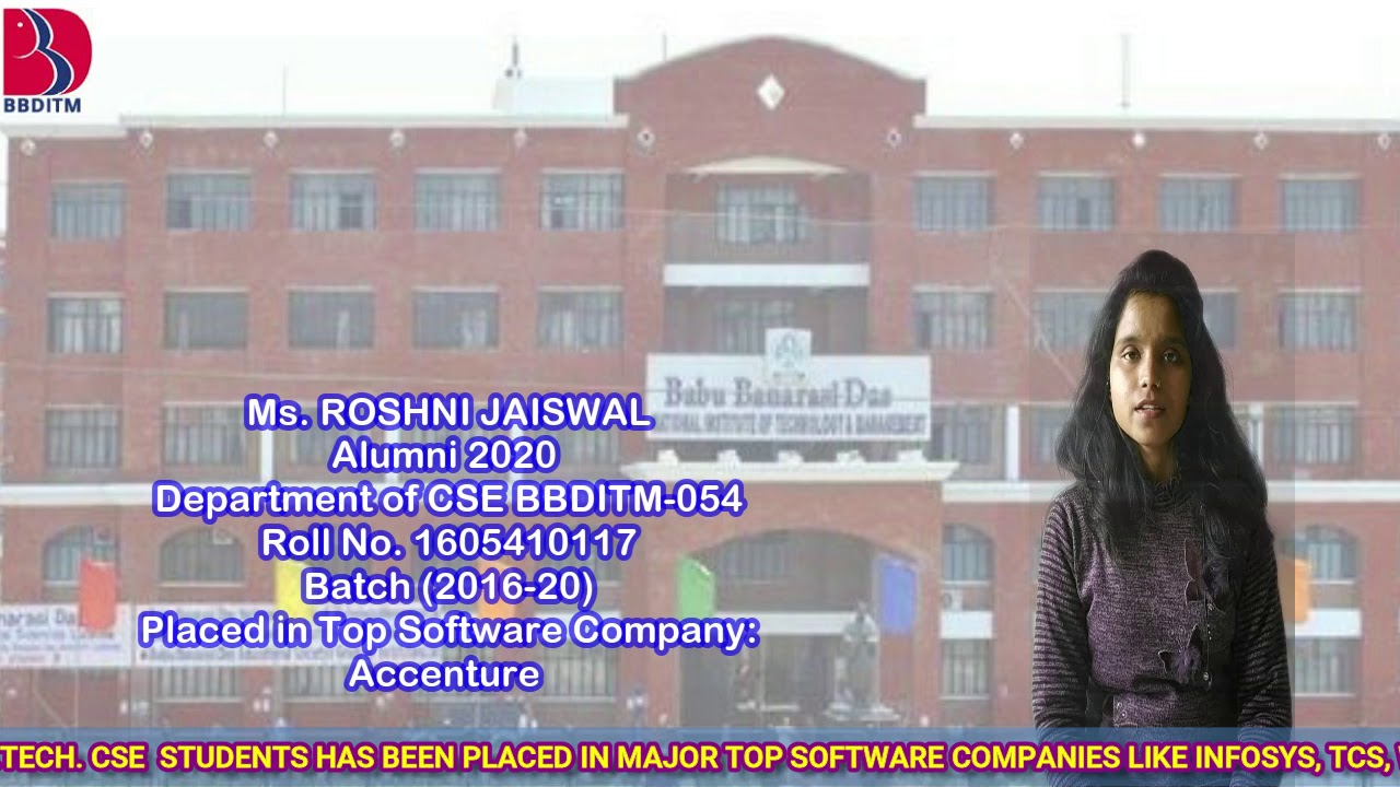 Alumni feedback Roshani Passout student BBDITM, CSE