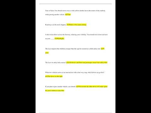 Tennessee Permit Test Questions and Answers Already Graded A