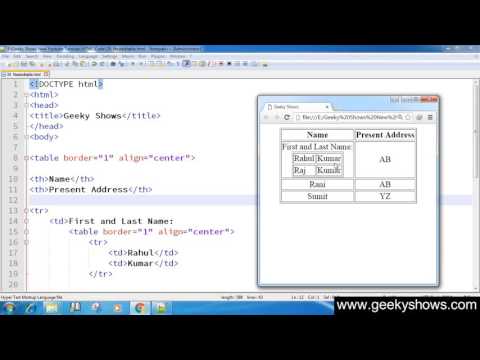 Learn 52 Nested Table in HTML Hindi - Mind Luster