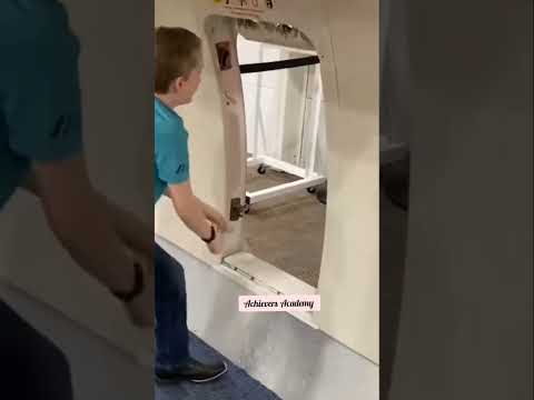 how to open emergency door of flight | aeroplane | passengers | pilots crew members safety #shorts