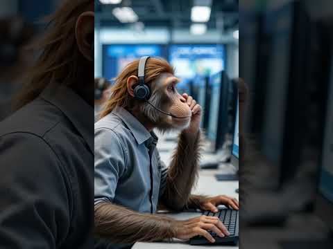 Monkey on Call While Using Computer in Office You Wonβt Believe It!π