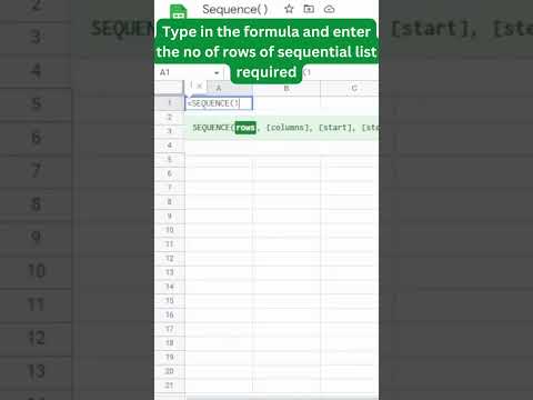 Create a sequential list of numbers using Sequence ( ) formula in Google sheets & Excel