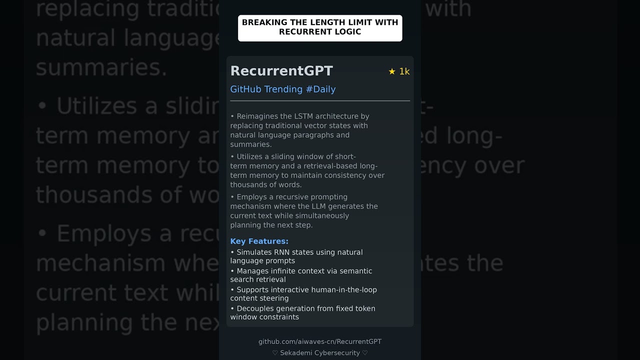 GitHub Trending Repositories: aiwaves-cn/RecurrentGPT 🇬🇧