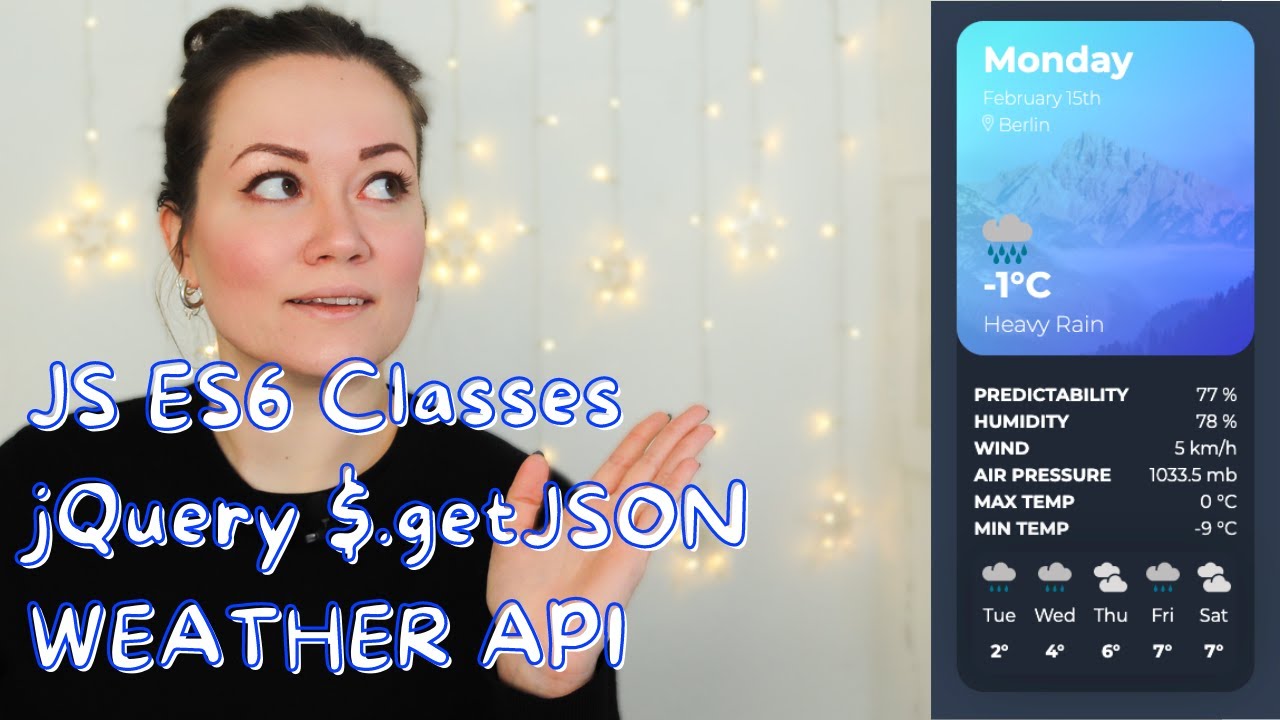 Build a weather app api project in JavaScript, using a real API, HTML, CSS, ES6 Classes and jQuery!
