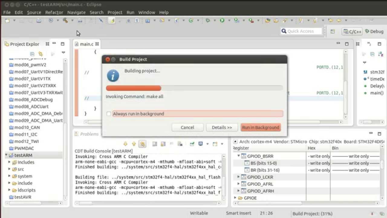 Getting started ARM cortex M4 STM32 with Eclipse - Debugger OpenOCD (3/4)
