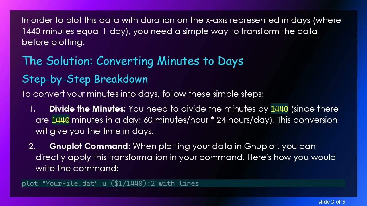 How to Convert Minutes to Days in Gnuplot for Effective Data Visualization