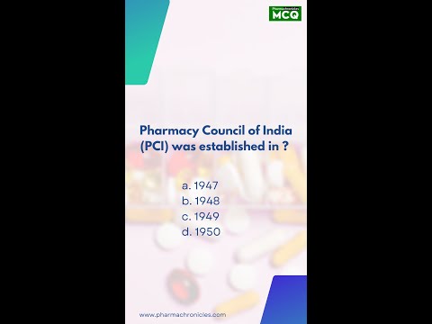 Pharmacy Council of India (PCI) was established | #shorts | Pharmachronicles MCQ