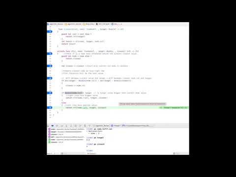 facebook interview question, LeetCode 270 Closest Binary Search Tree Value - Easy (Xcode - Swift)