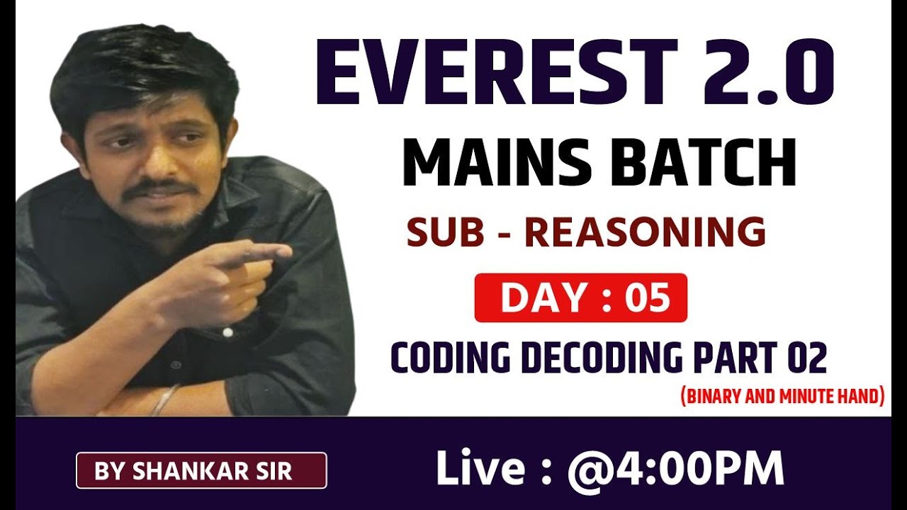 Banking Mains Level CODING DECODING Part 2 | Everest 2.0 Batch | By Shankar Sir #banking #ibps