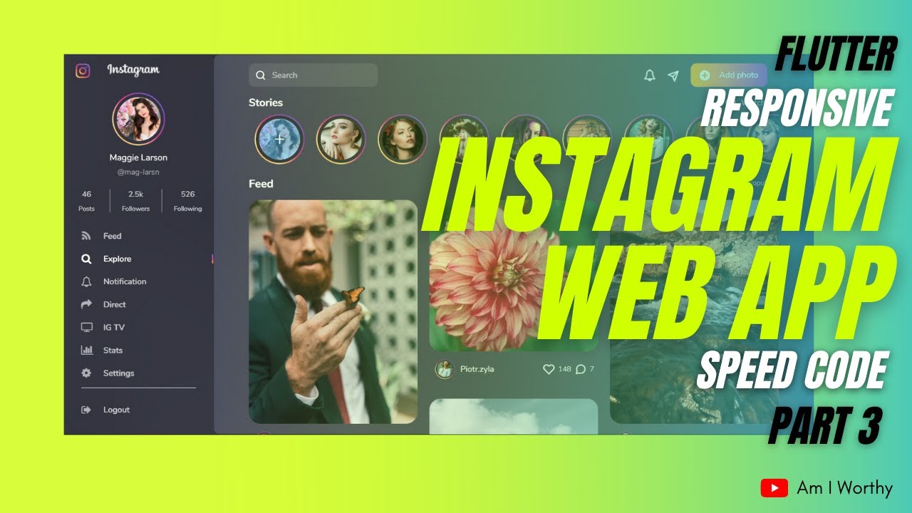 Responsive Instagram Web App | Part-3 | Flutter web | Speed Code |