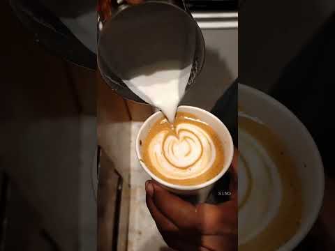 Hot Spanish latte in Paper cup #coffee #shortvideo #youtubeshort