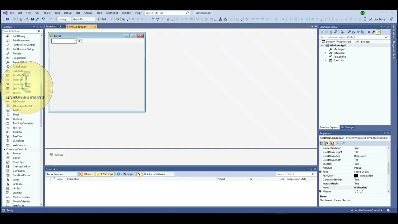 VB.NET | ToolStrip 'combobox' | CodeLearning