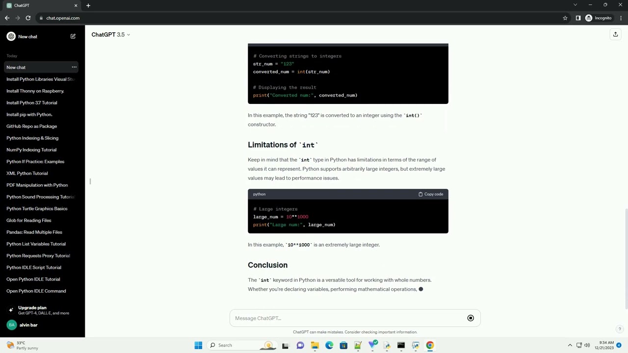 int keyword in python