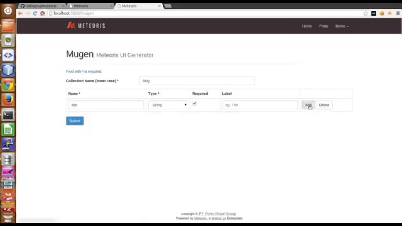 Meteor Code Generator with GUI in Meteoris