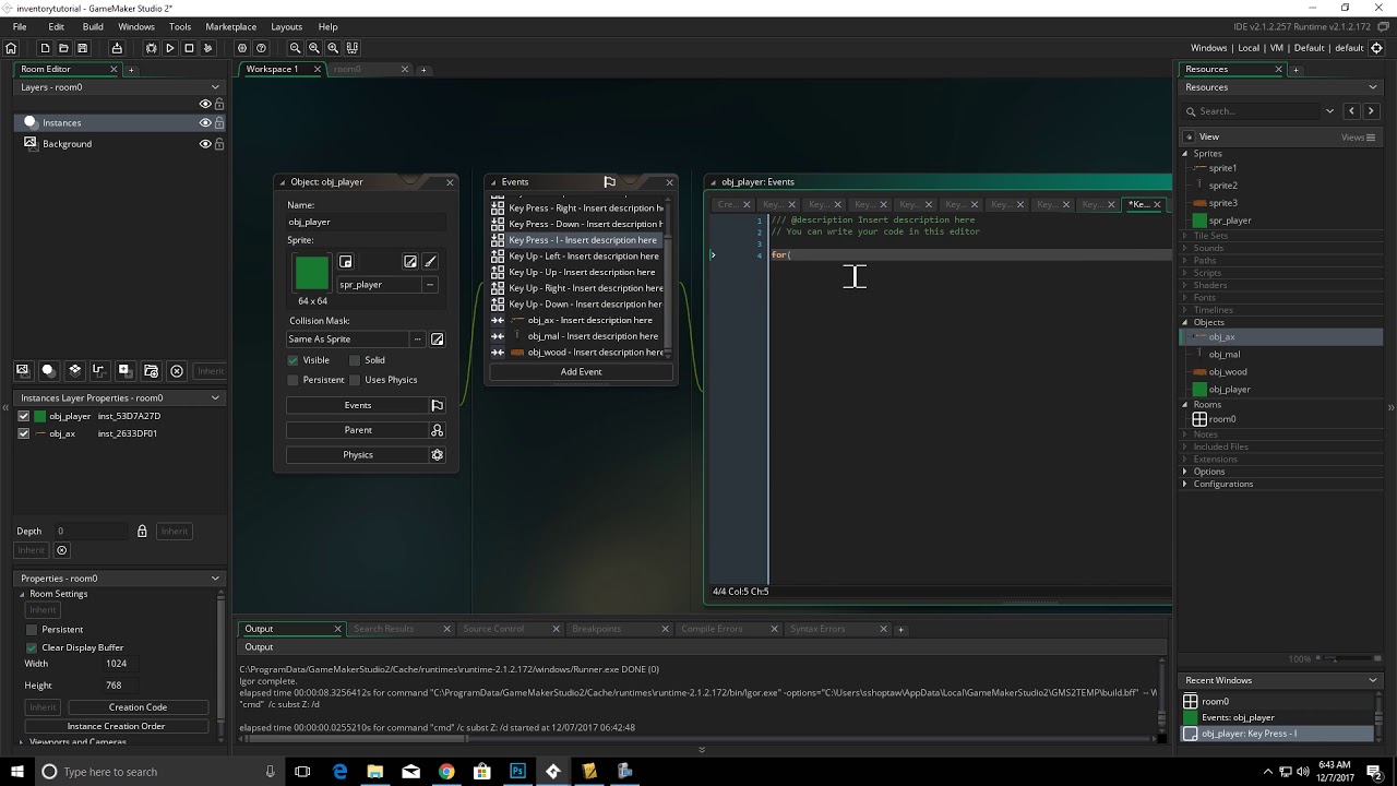 GameMaker Studio 2: Inventory System Tutorial and Arrays Part 1