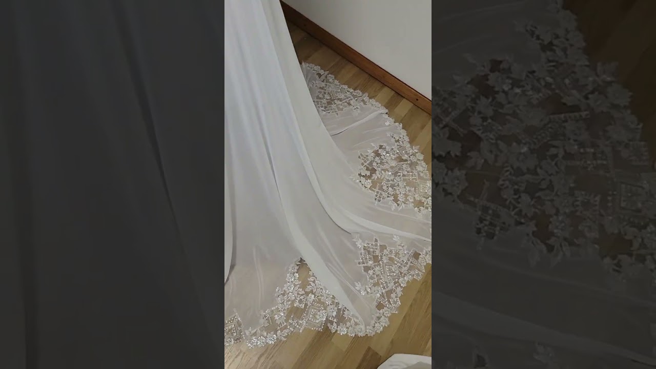 Chiffon wedding skirt with lace applique #customweddingdress #chiffonskirt