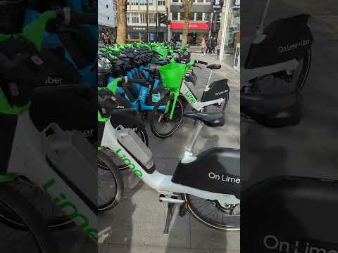Forest of Lime bikes that can be hired. #london #londonattractions #londoners #limebikes #bicycle