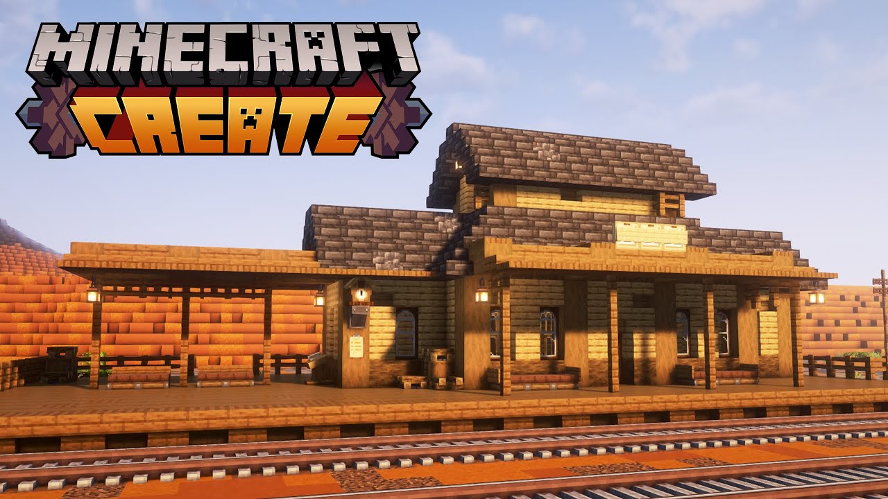 Minecraft WESTERN Train Station with Create Mod! 🐎 | Build Tutorial ...