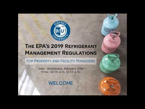 EPA Refrigerant Management Requirements for 2019