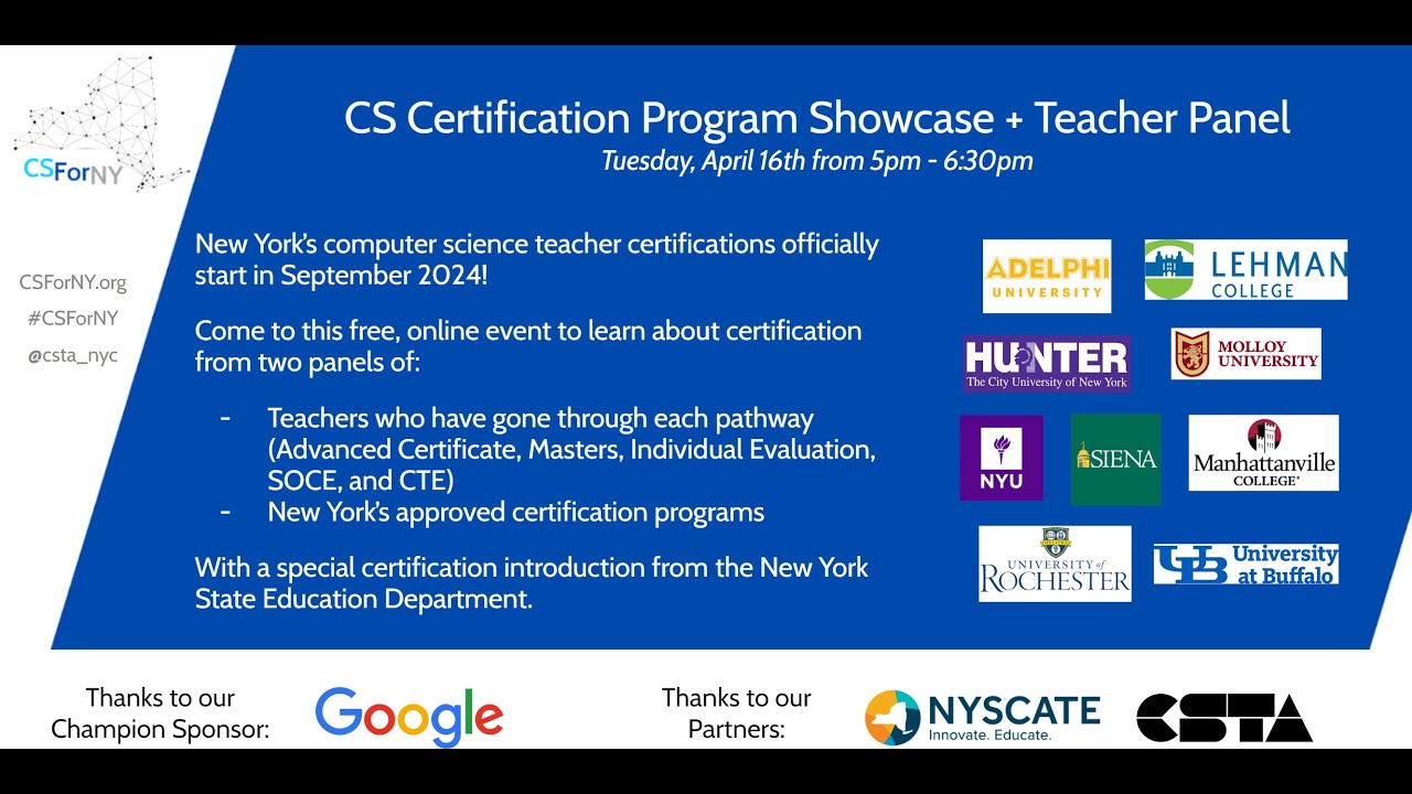 CS Teacher Certification Showcase + Teacher Panel