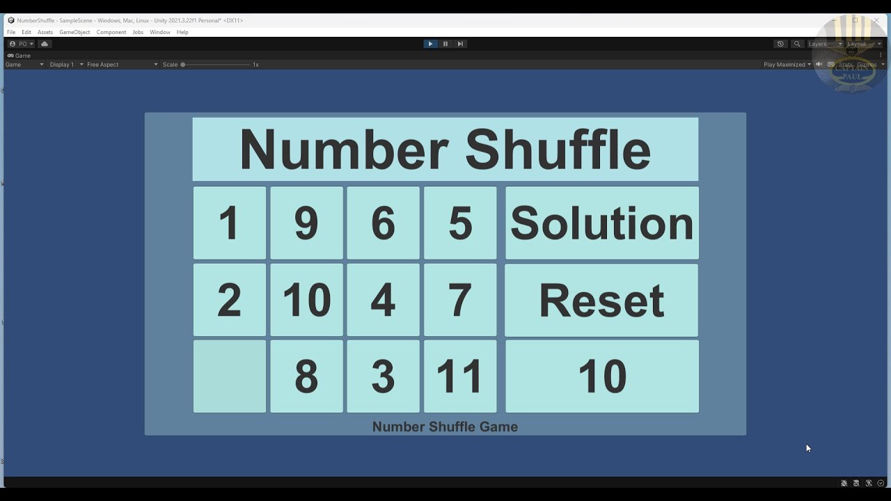 How to Create a Number Shuffle Game  in Unity, with random number functions in C# - Part 1 of 2