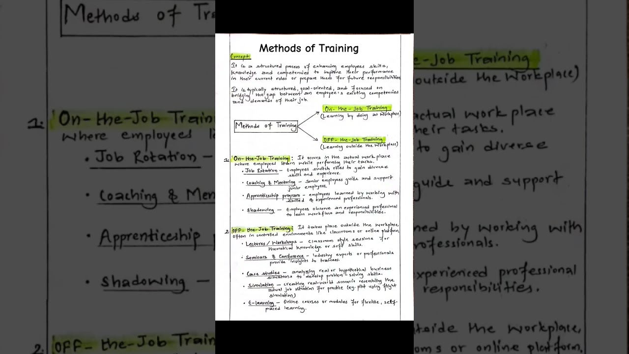HRM Note - Concept and Methods of Training #studytime