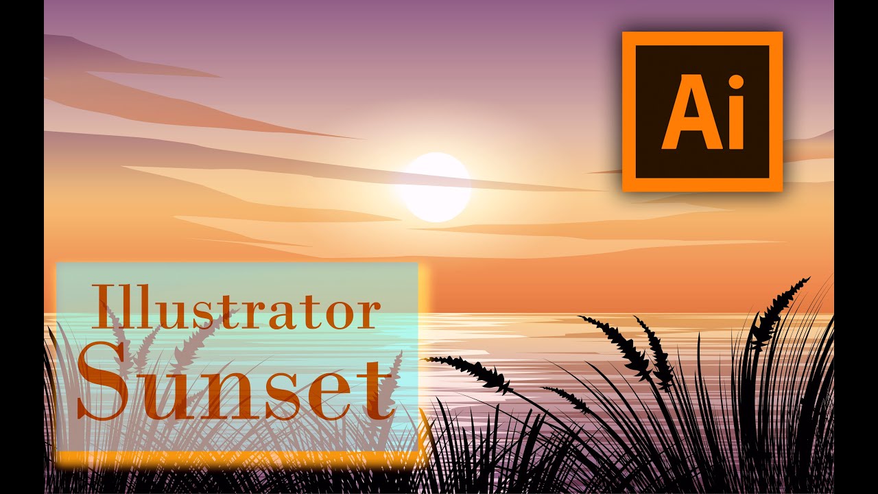 Illustrator sunset. Drawing vector sunset illustration using basic shapes