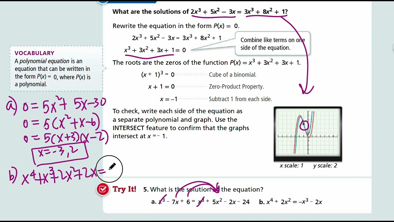 EnVision Algebra 2 Lesson 3-5: Zeros of Polynomial Functions - Example 5