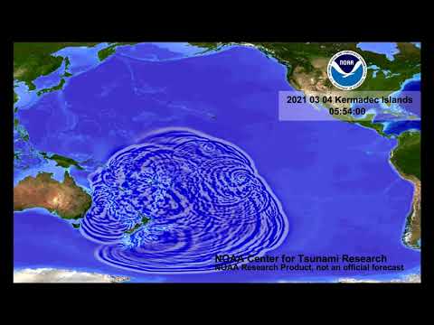 March 4, 2021 Kermadec Islands tsunami propagation