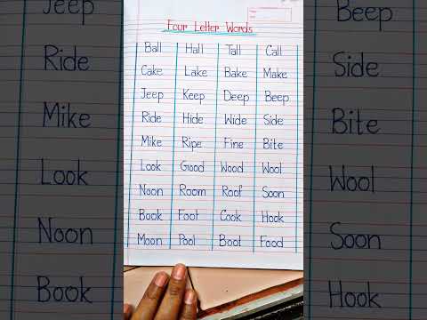 Four letter words in english| Four Letter Words short video| Learn Phonics Words| Rhyming Words |