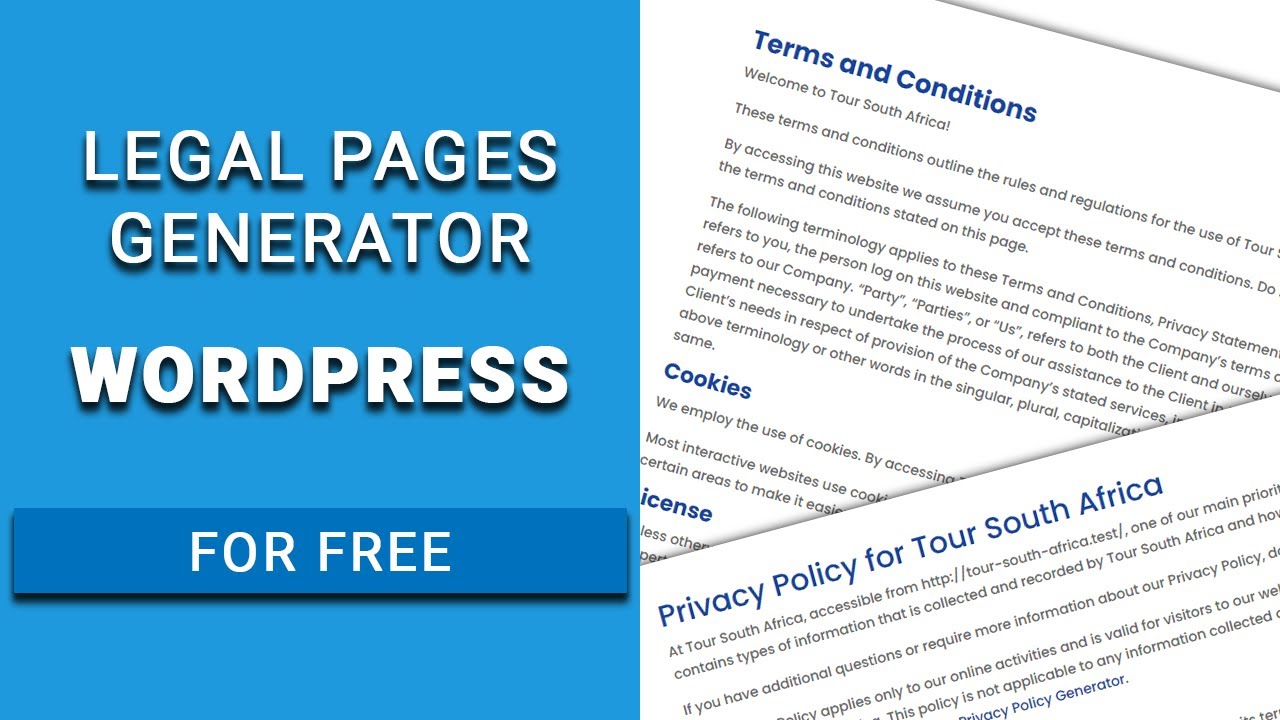 Legal Pages WordPress Website - T&C's & Privacy Policy