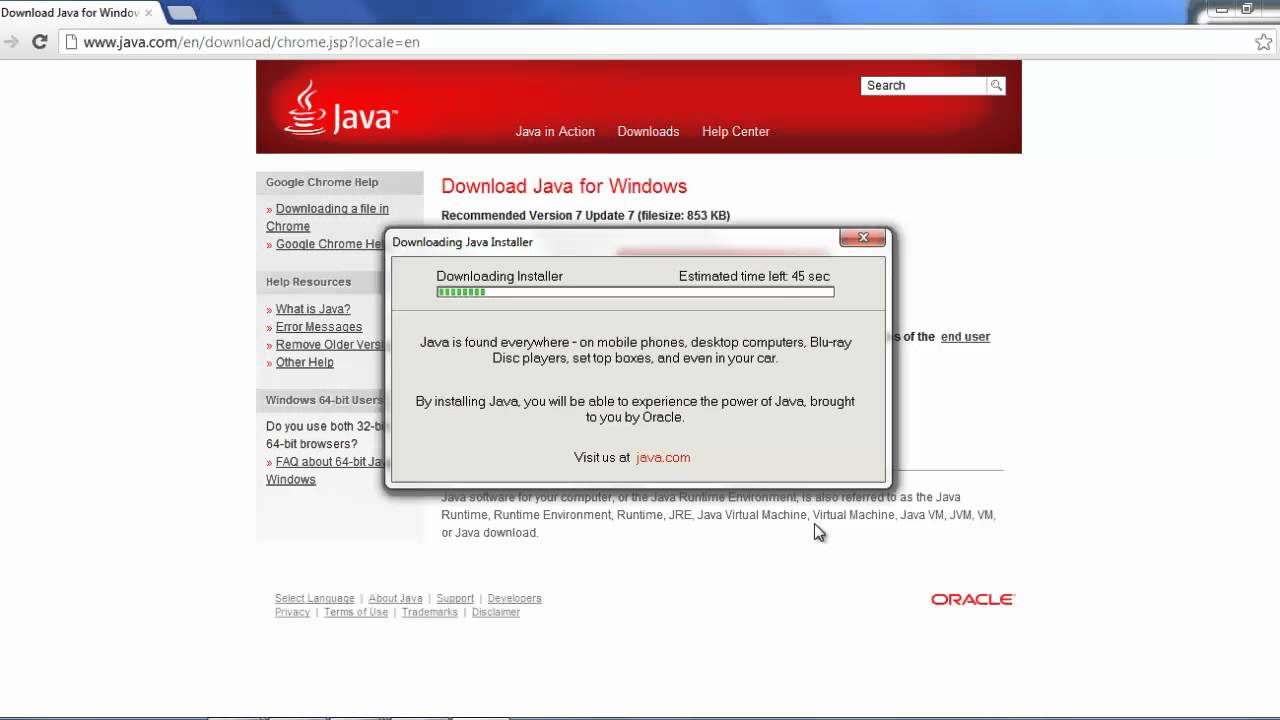 Installing Java on Windows 32-64 bit machine
