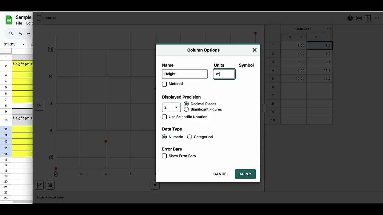 Graphing data using Vernier Graphical Analysis Pro