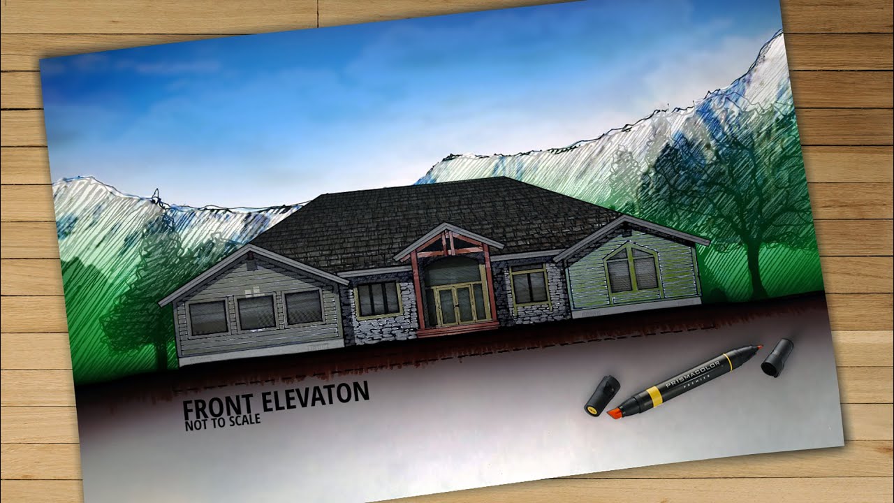Hand Sketching Architectural Exterior Elevation Sketch
